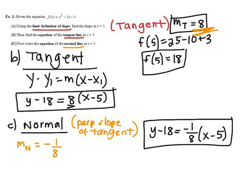Tangent Normal Lines Math Calculus Showme