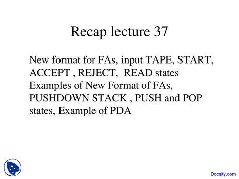 nondeterministic pda theory of automata lecture slides docsity