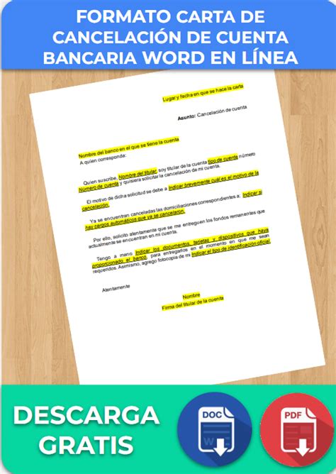 Carta De Cancelaci N De Cuenta Bancaria Formatos Y Ejemplos Word The