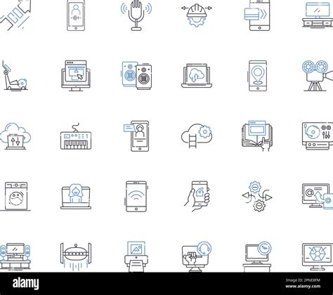 Virtual Assistants Line Icons Collection Productivity Efficiency