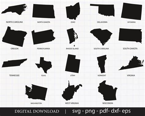 Usa Map Svg Files Usa Map Bundle Svg 50 States SVG Bundle Etsy Canada
