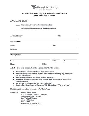 Fillable Online Pharmacy Hsc Wvu RECOMMENDATION REQUEST FOR DRUG