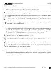 Ap Computer Science Principles Unit Assessment Practice Course Hero
