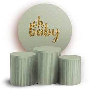 KIT Redondo e Trio Oh Baby Verde Sublimado 3D Sublitex painéis