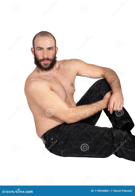 Shirtless Man Sitting On The Floor Relaxing Stock Image Image Of