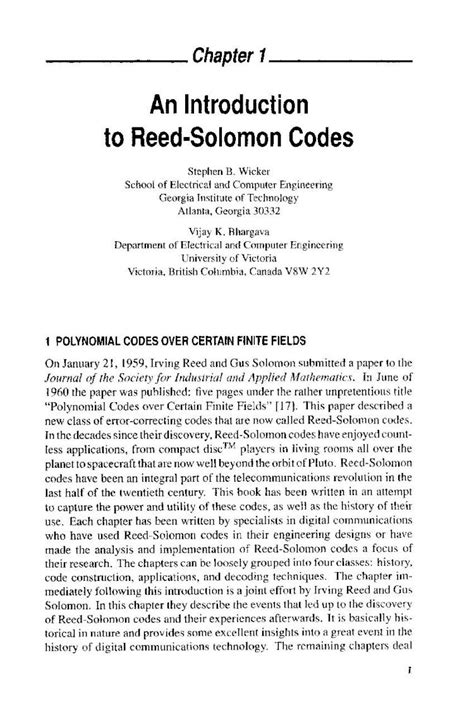 pdf an introduction to reed solomon codes · 2020 3 14 · better decoding algorithms it was