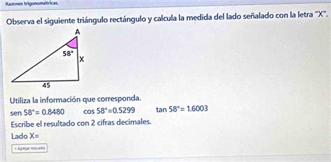 Solved Razones trigonométricas Observa el siguiente triángulo