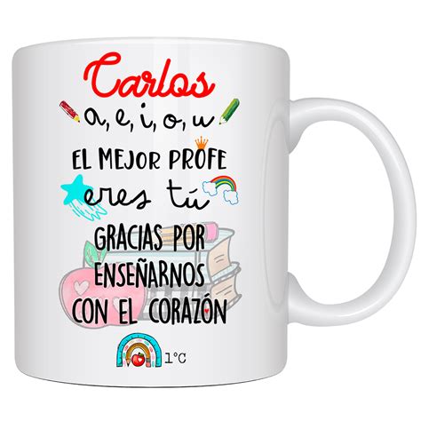 Taza personalizada a e i o u el mejor profe eres tú