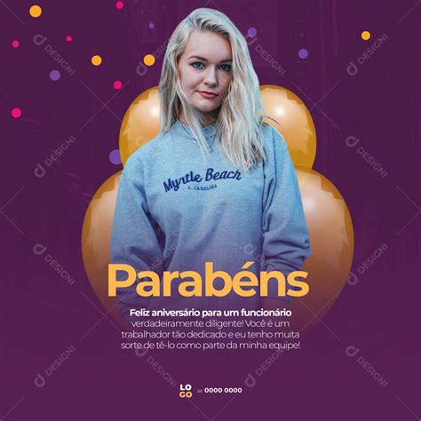 Feliz Aniversário Para Um Funcionário Parabéns Social Media PSD
