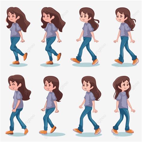 Caminar Clipart Im Genes Animadas De Mujer Joven Caminando Con Varios