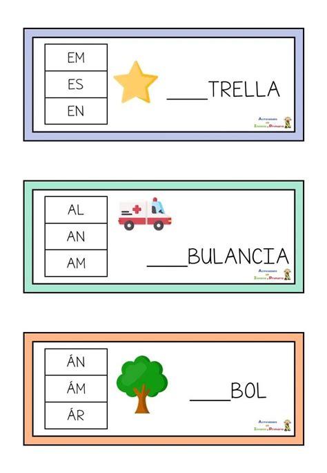 Lectoescritura de palabras con sílabas inversas Silabas inversas
