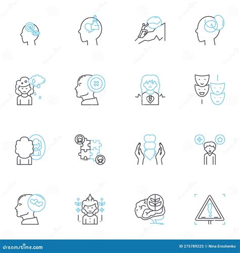 Brain Function Linear Icons Set Cognition Memory Attention
