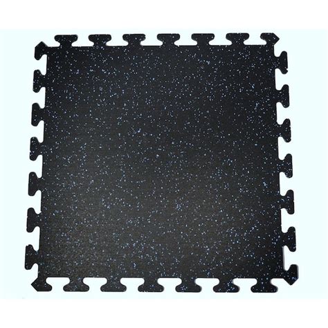 Black With Blue Speck 24 In By 24 In Interlocking Recycled Rubber