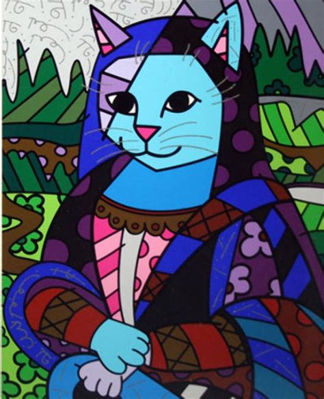 Mona Cat 2010 By Romero Britto Serigraph Romero Britto Arte