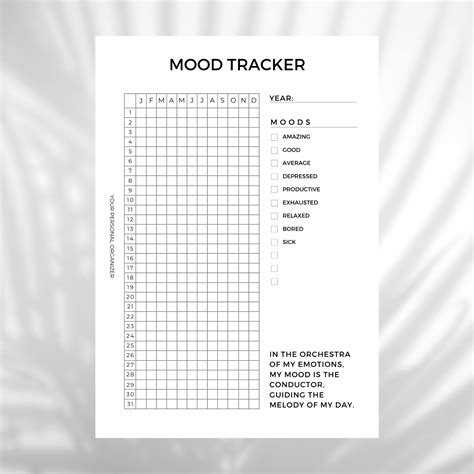 Mood Tracker Insert Your Personal Organizer