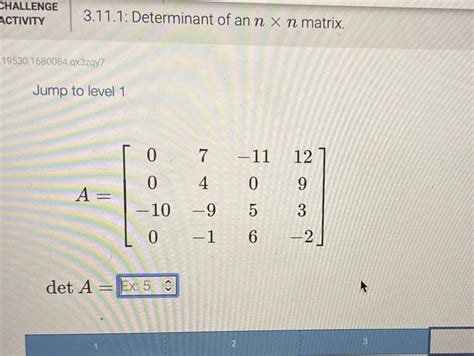 Solved Challenge Activity Determinant Of An N X N Chegg