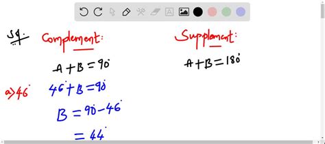 solved find if possible the complement and supplement of each angle a 46 ∘ b 93 ∘