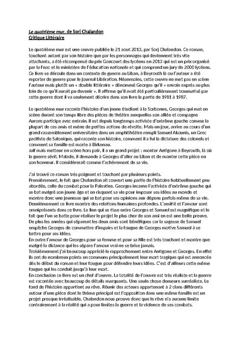 Le quatrième mur avis sur le livre le quatrième mur de sorj chalandon
