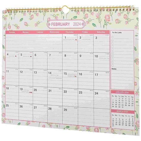 Calendario De Pared 2024 Planificador Colgante Mensual Bloc De Notas