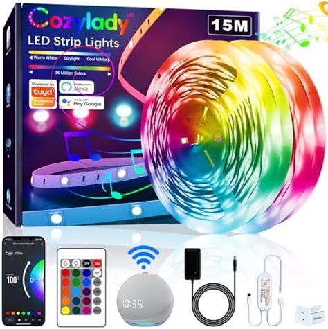 Bande LED WiFi 15M Cozylady Ruban LED RGB Chambre Smart App Contrôle