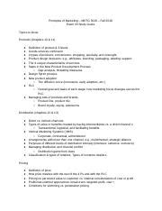 MKTG 3010 Exam 3 Review Principles Of Marketing MKTG 3010 Fall