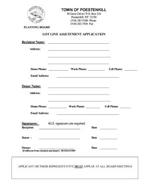 Fillable Online Lot Line Adjustment Application Recipient Name Fax
