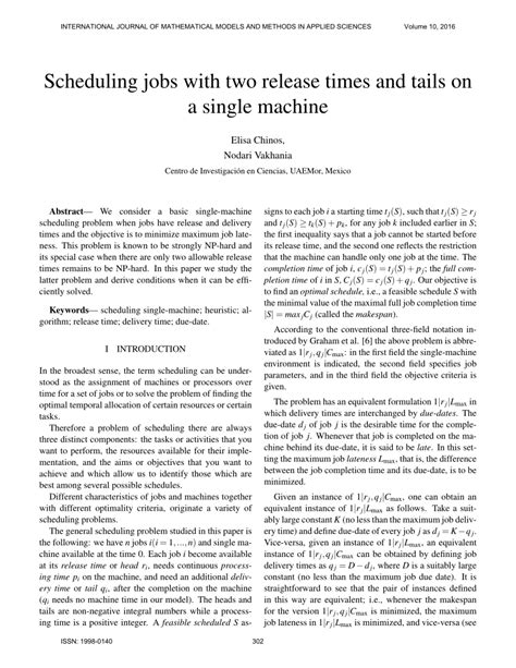 pdf scheduling jobs with two release times and tails on a single machine