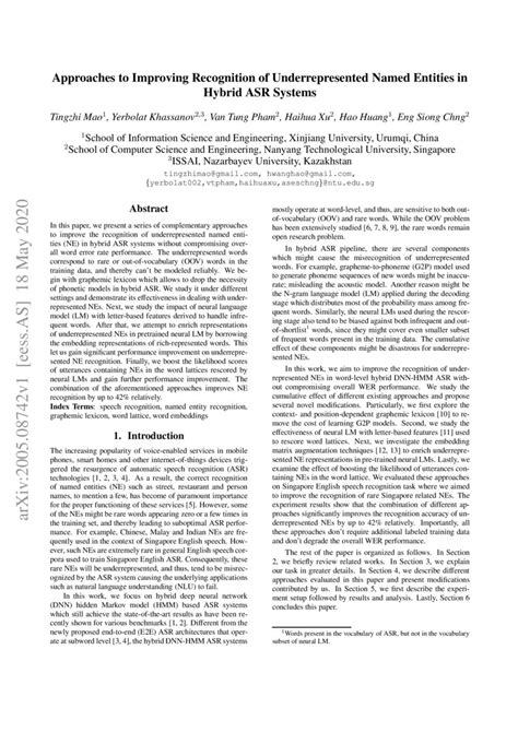 approaches to improving recognition of underrepresented named entities in hybrid asr systems
