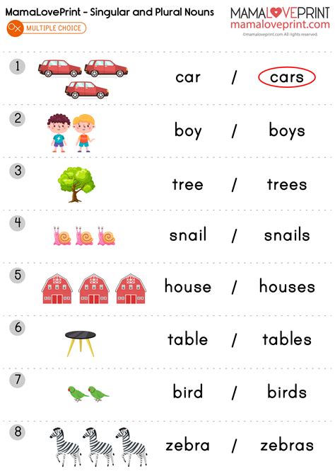 MamaLovePrint Grade 1 English Worksheets Basic Grammar Singular