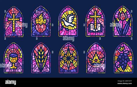 Church Glass Windows Stained Mosaic Catholic Frames With Cross Book