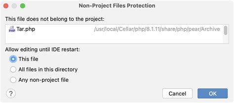 non project files protection dialog phpstorm documentation