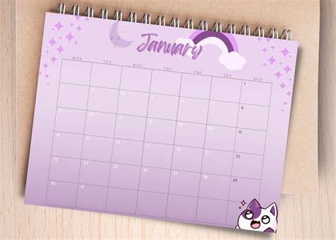Kawaii Printable Calendar 2023 PDF Etsy
