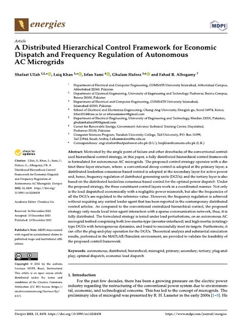 a distributed hierarchical control framework for economic dispatch and frequency regulation of