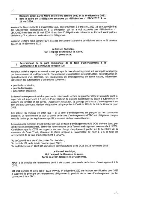 Procès Verbal du Conseil municipal du 19 12 2022 approuvé en séance du