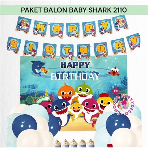 Jual Paket Balon Baby Shark 2110 Balon Backdrop Banner Dekorasi