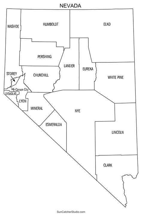 Nevada County Map Printable State Map With County Lines DIY