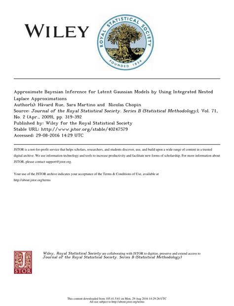 pdf approximate bayesian inference for latent gaussian models by using integrated nested