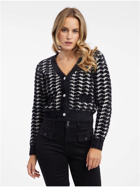 Weiß schwarz gemusterte Damen Strickjacke ORSAY Orsay de Der