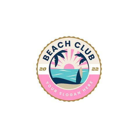 Plantilla de logotipo de club de playa de diseño plano Vector Premium