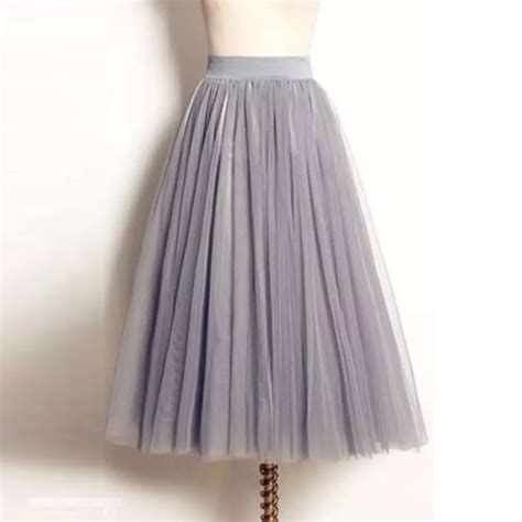 Edsplovd Women Puff Mesh Tulle Skirt White Faldas High Waist Pleated Maxi Long Tulle Skirts Plus