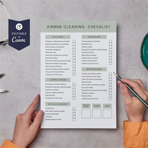 A Person Holding A Pen And Looking At A Checklist On Top Of A Table