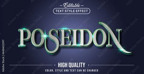 Editable Text Style Effect Poseidon Text Style Theme Stock Vector