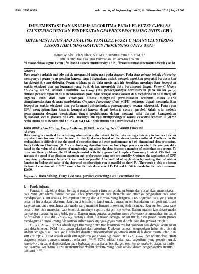 implementasi dan analisis algoritma paralel fuzzy c means clustering dengan pendekatan graphics
