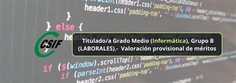 CSIF Titulado a Grado Medio Informática Grupo B LABORALES