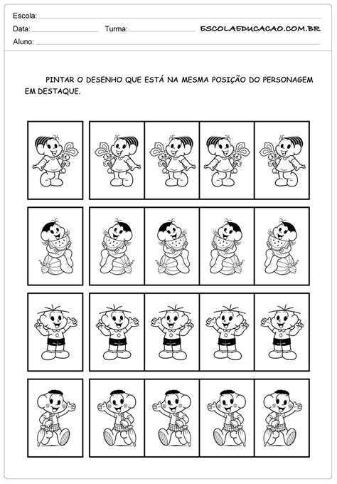 Atividades de Percepção Visual Pinte o Desenho Correto Escola Educação