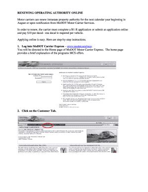 Fillable Online Modot Instructions For Online Renewal Of Annual Or