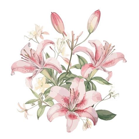 Acuarela Rosa Ramo De Flores Dibujado A Mano Floral Vector Premium