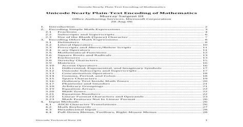 unicode plain text encoding of notes tn28 utn28 plaintextmath v2 pdf