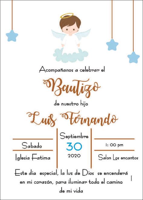 INVITACION PARA BAUTIZO Impresión Digital Ixtlahuaca