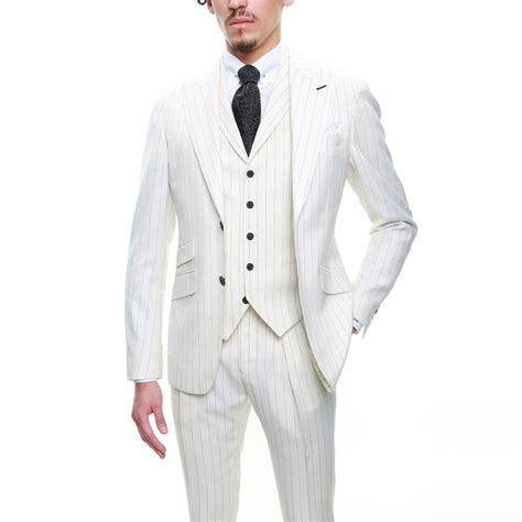 White Black Pinstripe Suit Gentleman Style Giorgenti Custom Suits